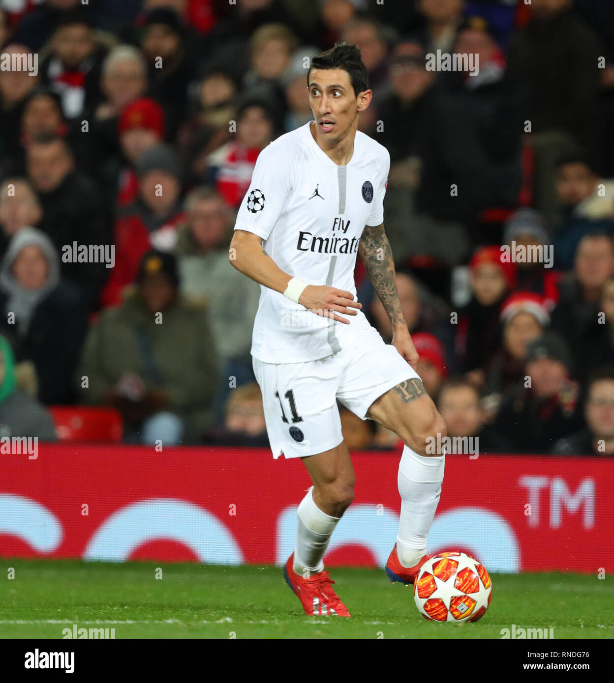 MANCHESTER, ENGLAND - FEBRUARY 12 2019: Angel Di Maria of PSG during ...