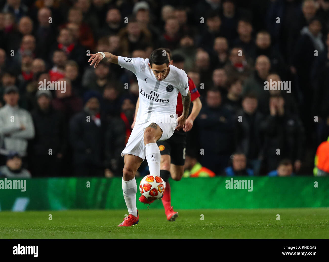 MANCHESTER, ENGLAND - FEBRUARY 12 2019: Angel Di Maria of PSG during ...