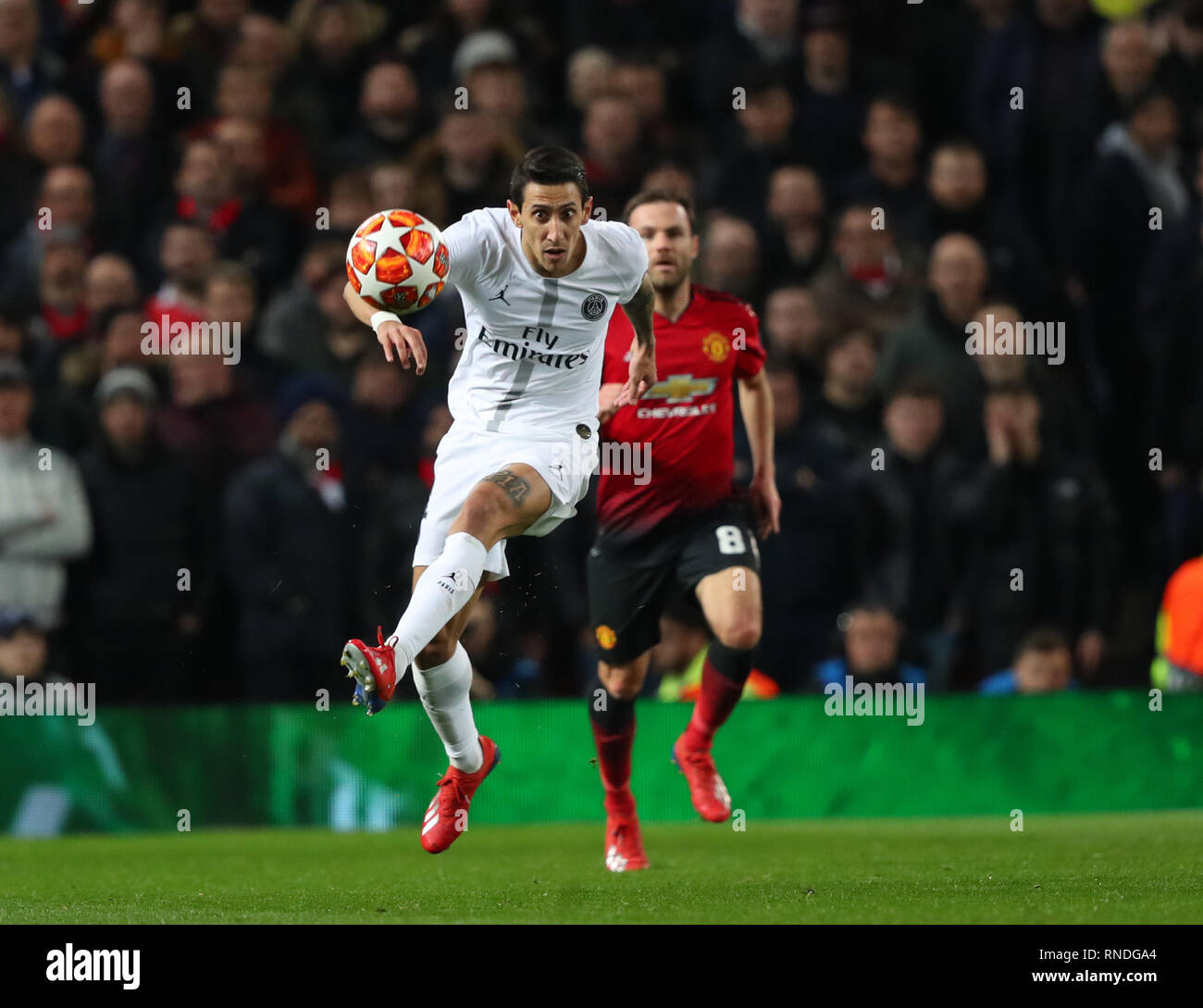 MANCHESTER, ENGLAND - FEBRUARY 12 2019: Angel Di Maria of PSG during ...
