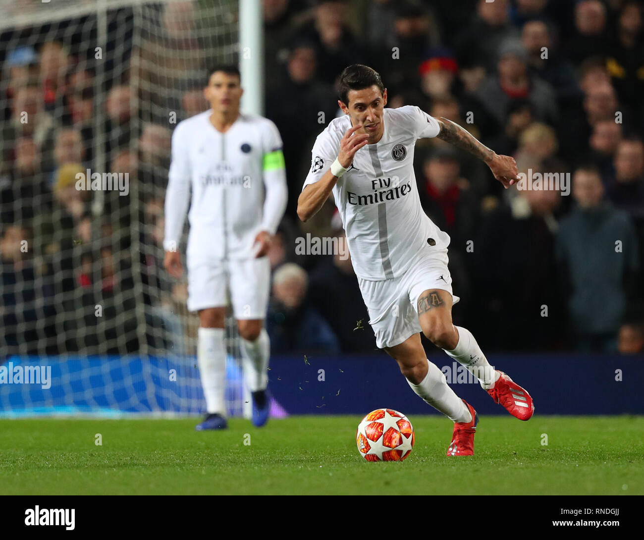 MANCHESTER, ENGLAND - FEBRUARY 12 2019: Angel Di Maria of PSG during ...