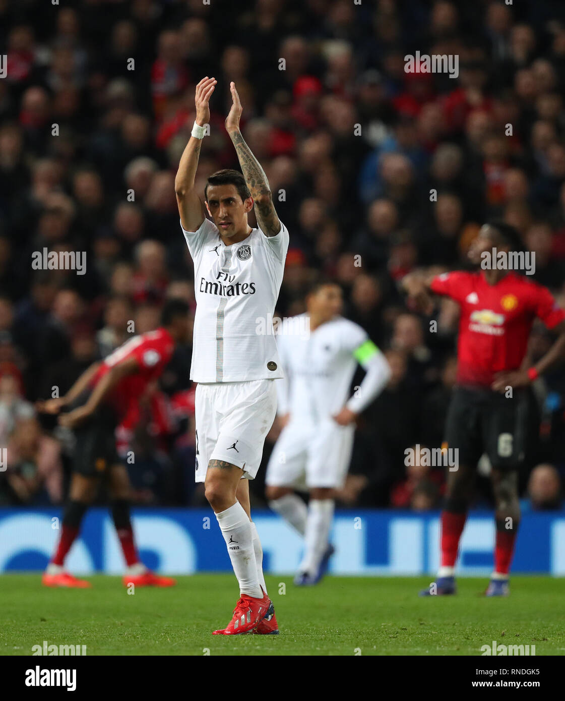 MANCHESTER, ENGLAND - FEBRUARY 12 2019: Angel Di Maria of PSG during ...