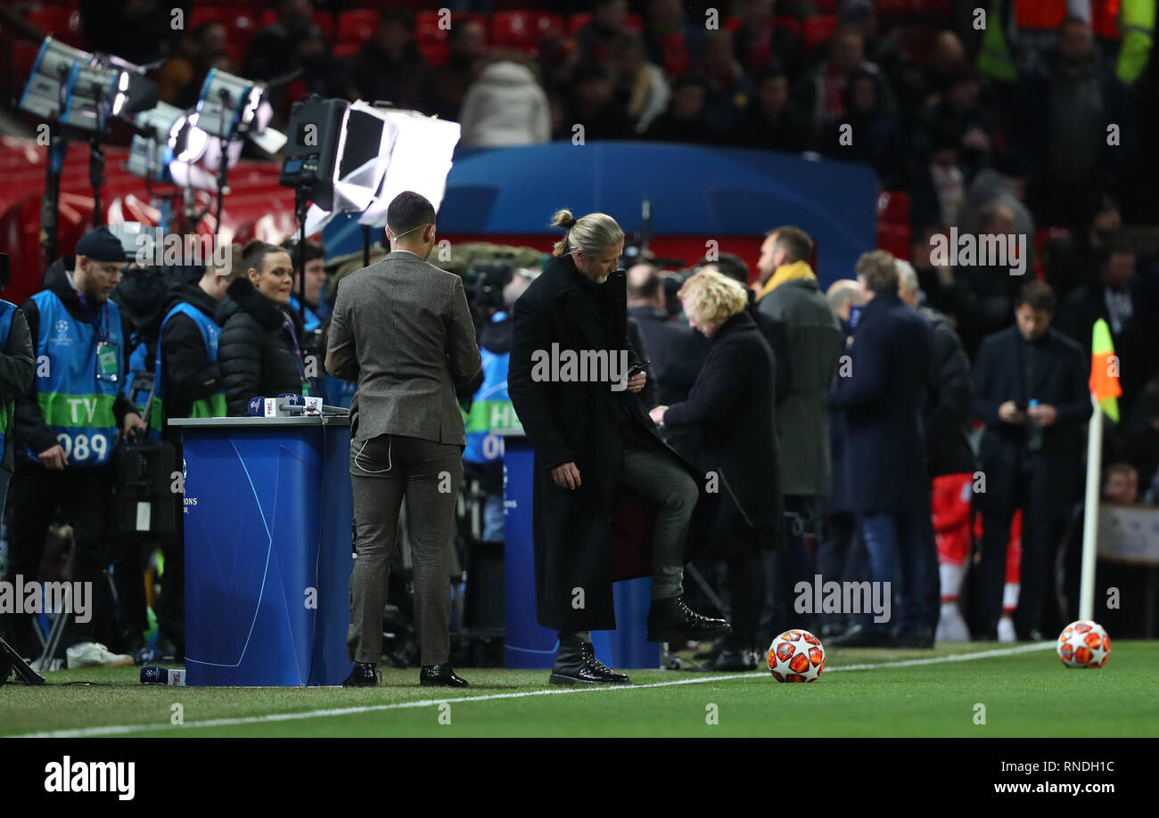 MANCHESTER, ENGLAND - FEBRUARY 12 2019: Former player Emmanuel Petit ...