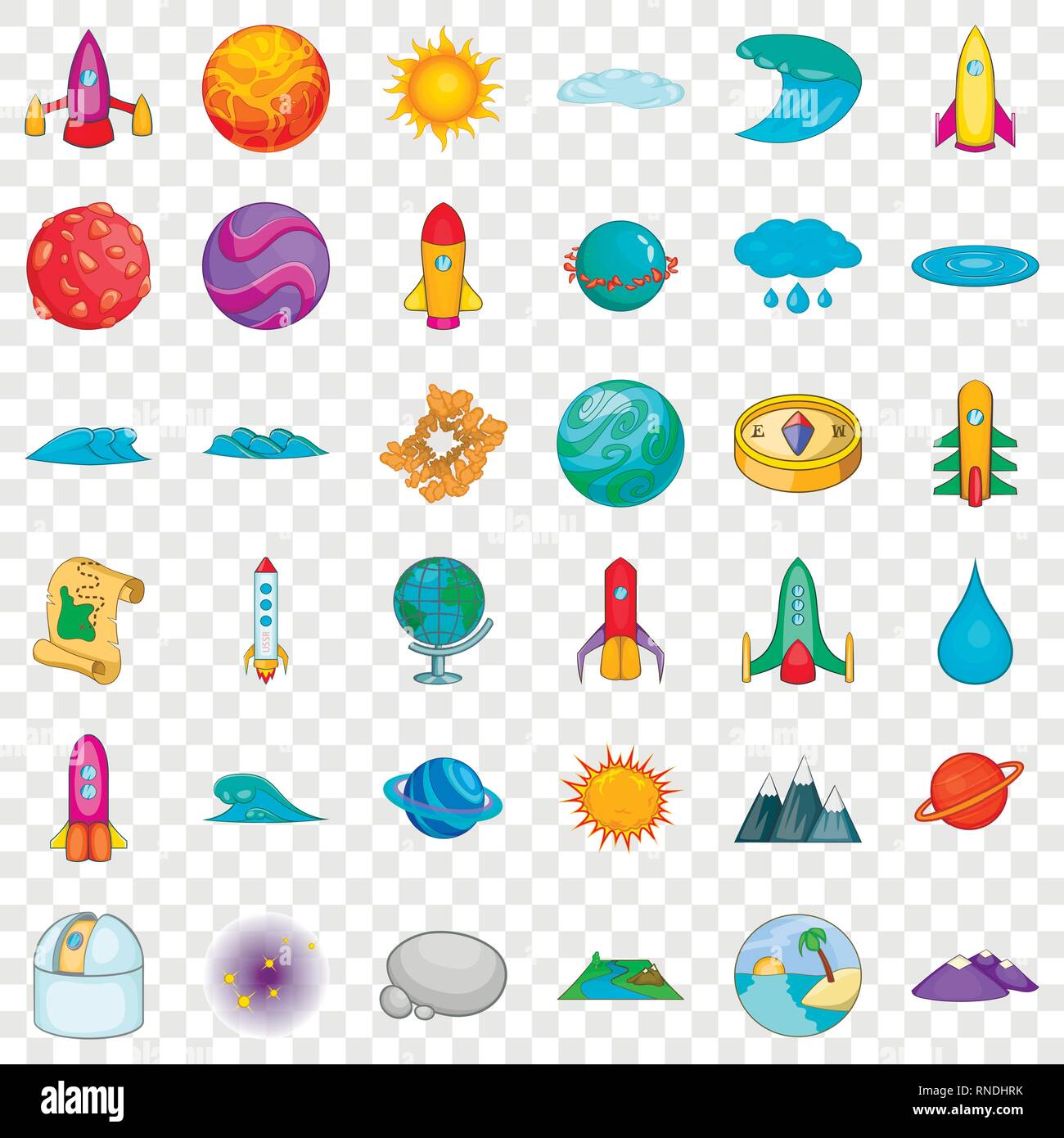 Solar system icons set, cartoon style Stock Vector Image & Art - Alamy