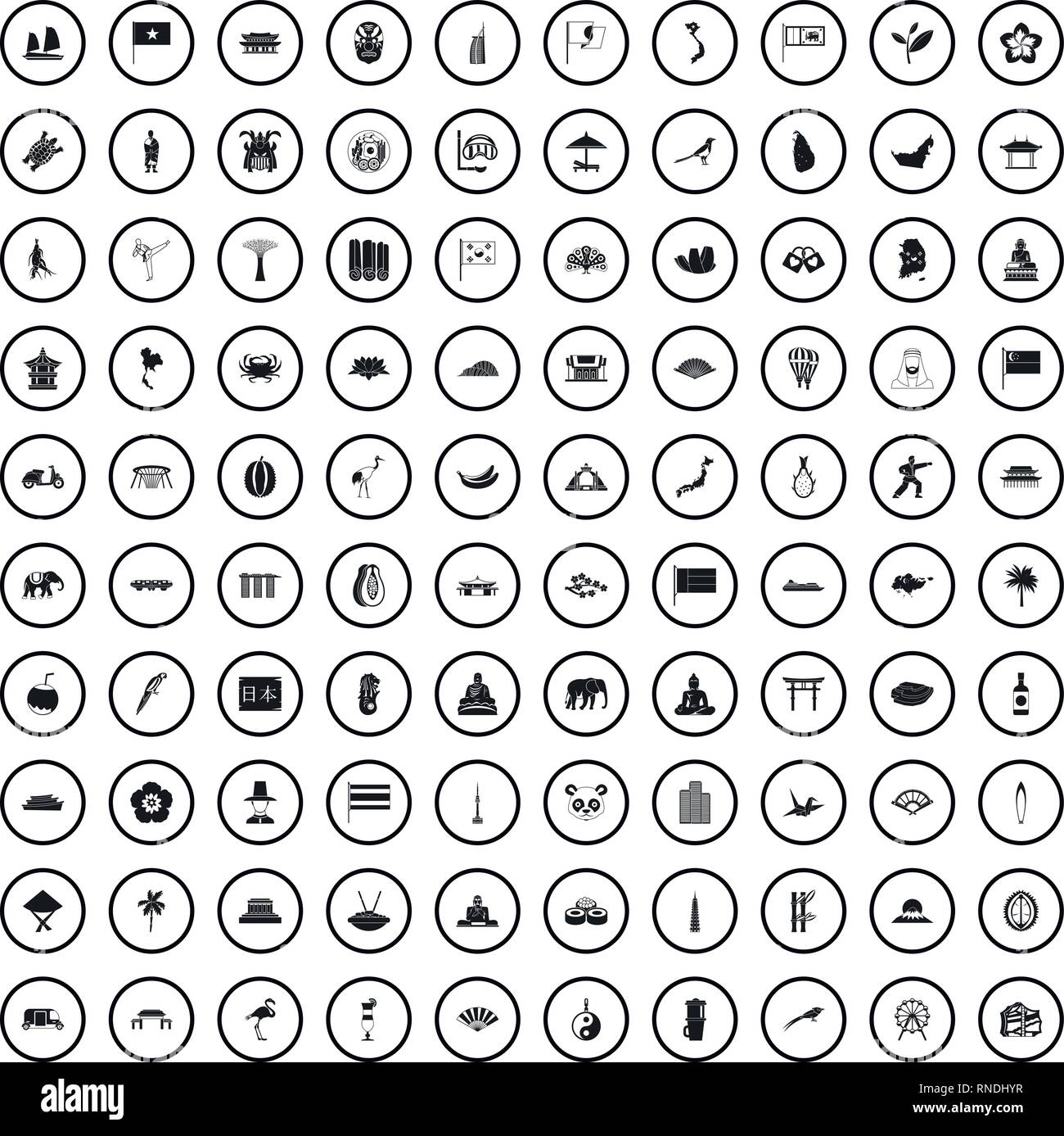 100 asian icons set in simple style Stock Vector Image & Art - Alamy