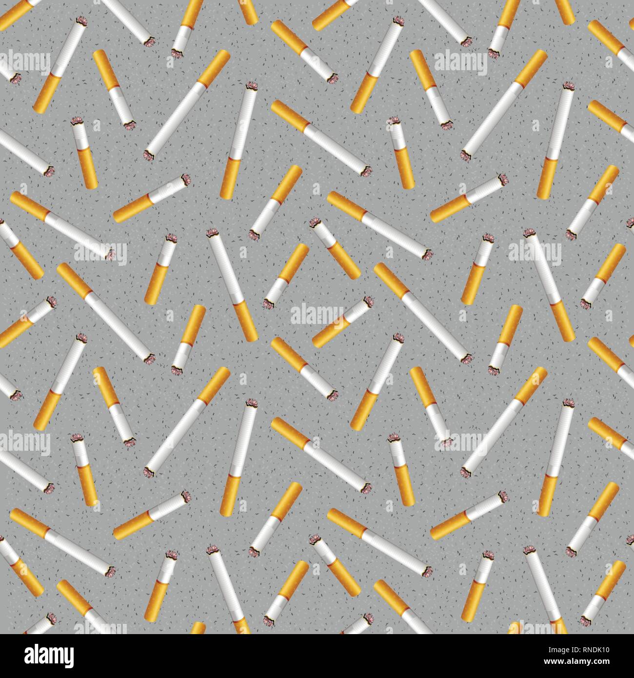 Seamless pattern with cigarette butts and ashes. Vector illustration ...