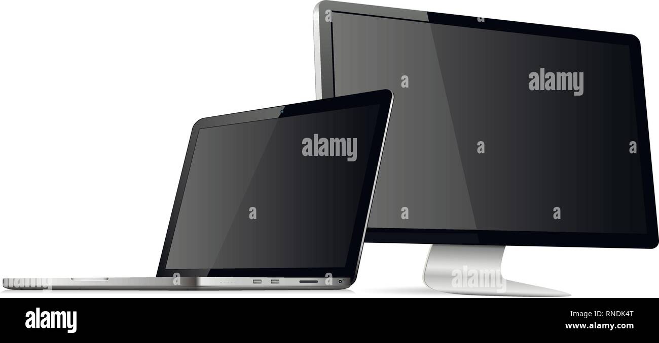 Responsive web design computer display with laptop isolated. Vector ...