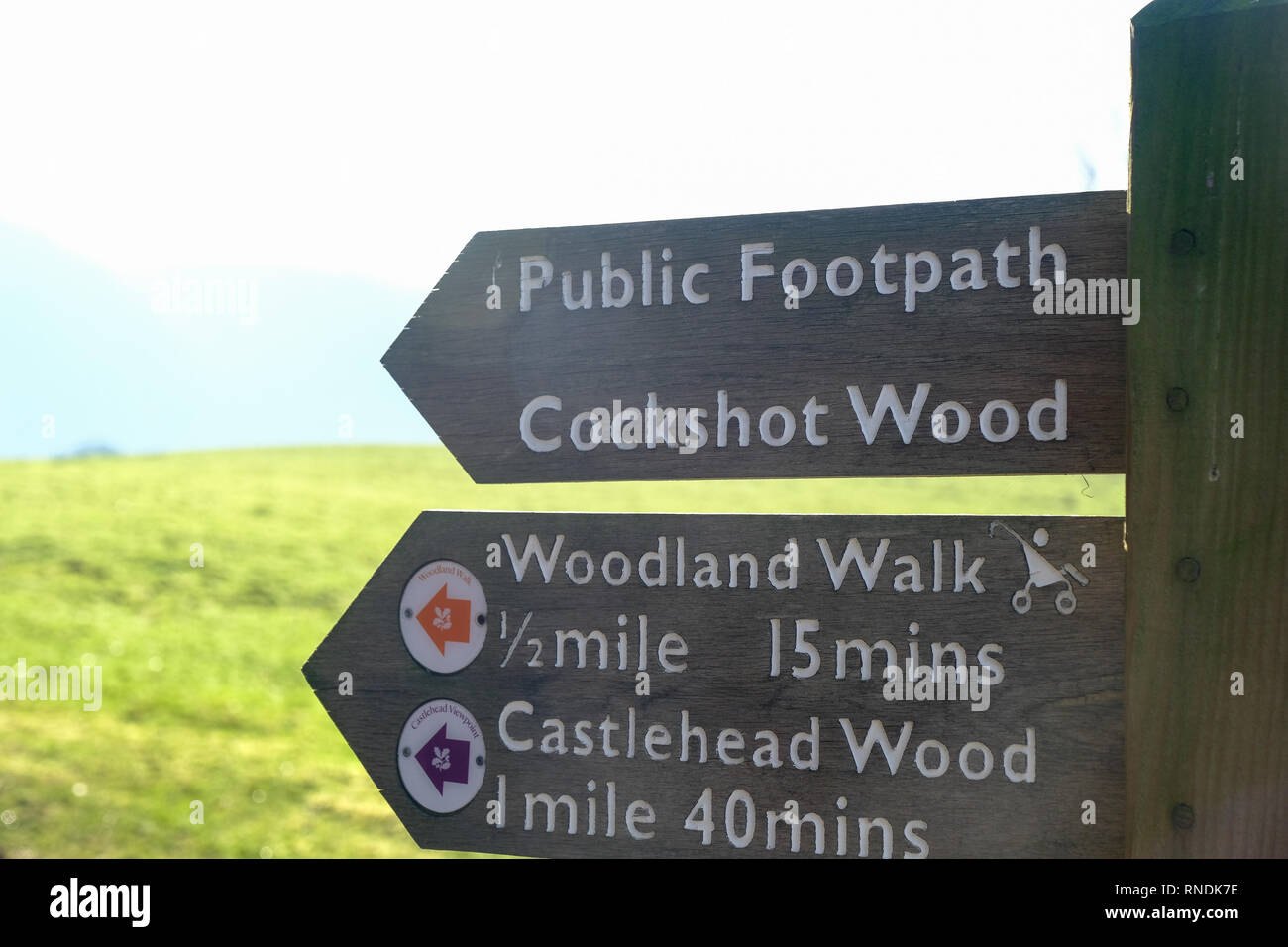 Direction signs for walks around Keswick and Derwentwater in the Lake ...