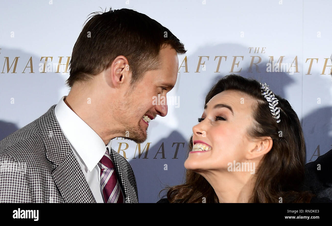 Alexander Skarsgard and Keira Knightley share a joke during the world ...