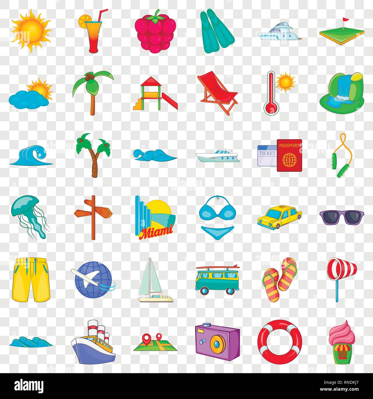Small vacation icons set, cartoon style Stock Vector Image & Art - Alamy
