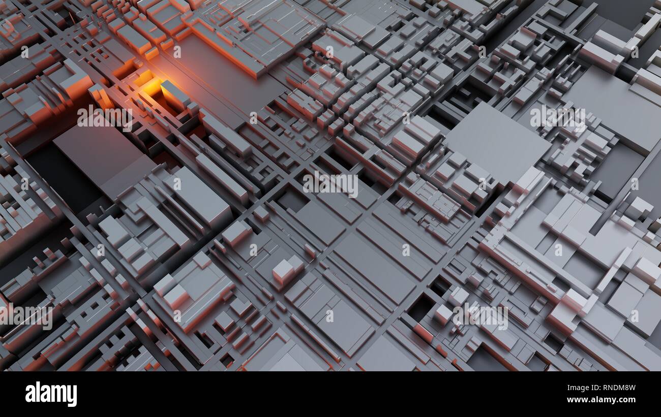 3d render Abstract Technology Background With Cubes Stock Photo - Alamy