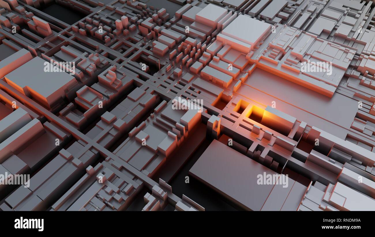 3d render Abstract Technology Background With Cubes Stock Photo - Alamy