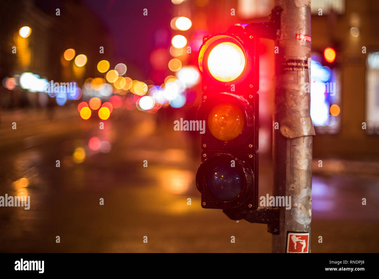 14.01.2019. RIGA, LATVIA. Traffic light for tram showing red Stock ...