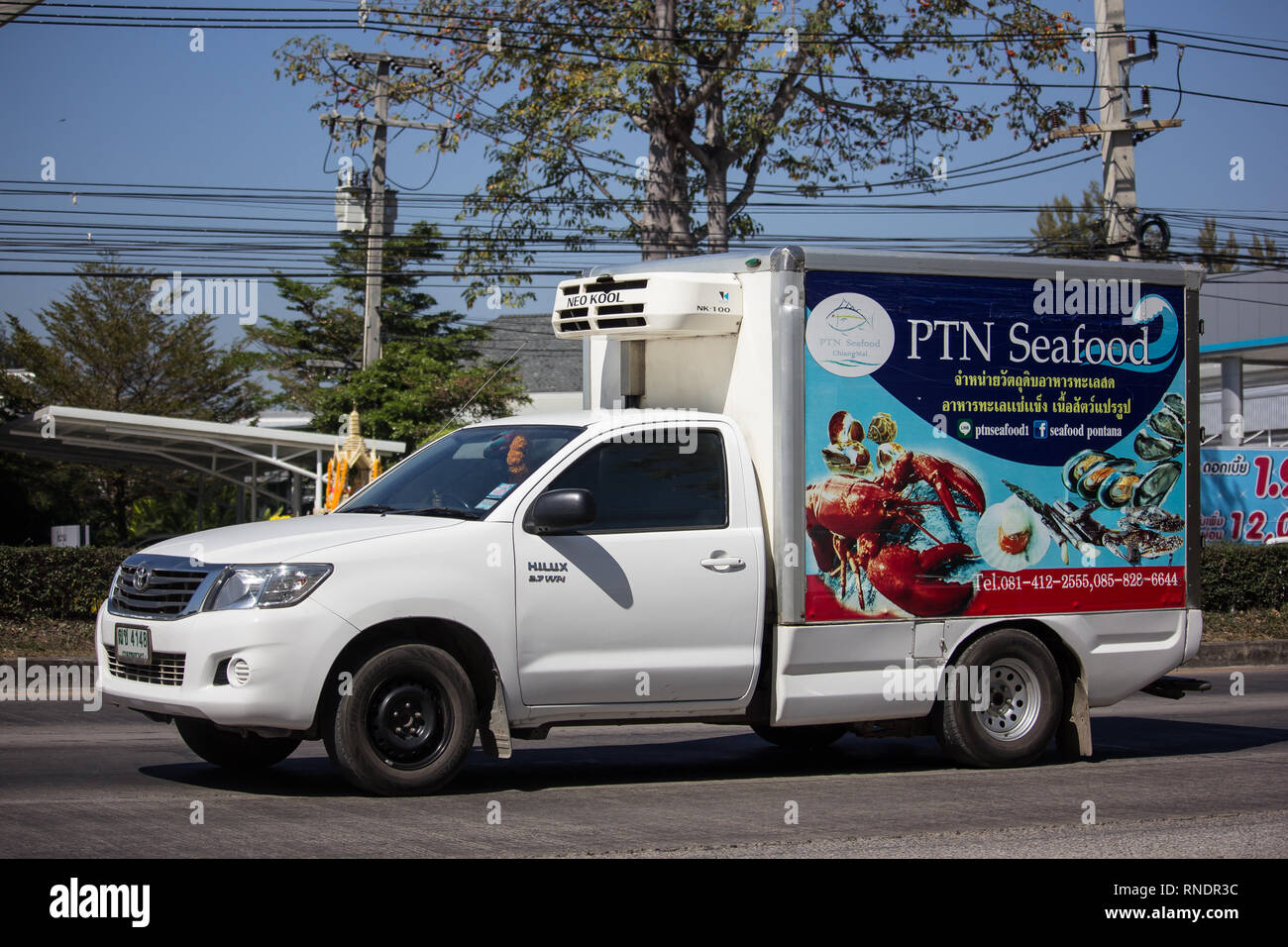 Chiangmai, Thailand - February 4 2019: Container truck of PTN Seafood ...