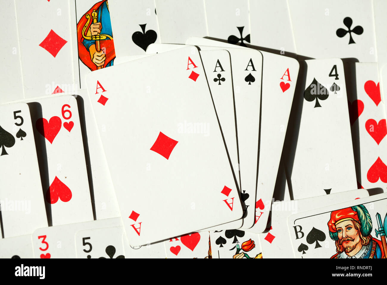 Four aces, various colorful playing cards, background picture, abstract ...