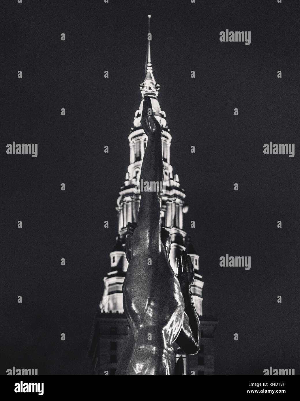 Statue of eternal life and terminal tower Stock Photo - Alamy
