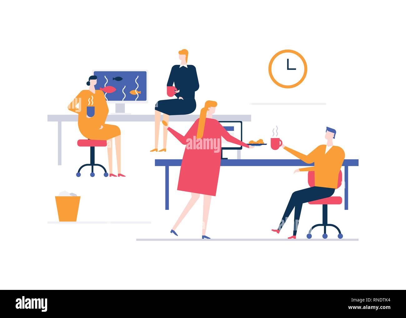 Coffee break - flat design style colorful illustration Stock Vector ...