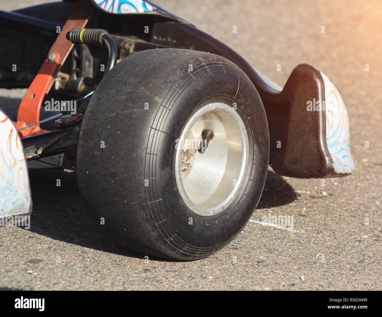 Racing kart, wheel from a sports racing kart, close-up, motor racing ...