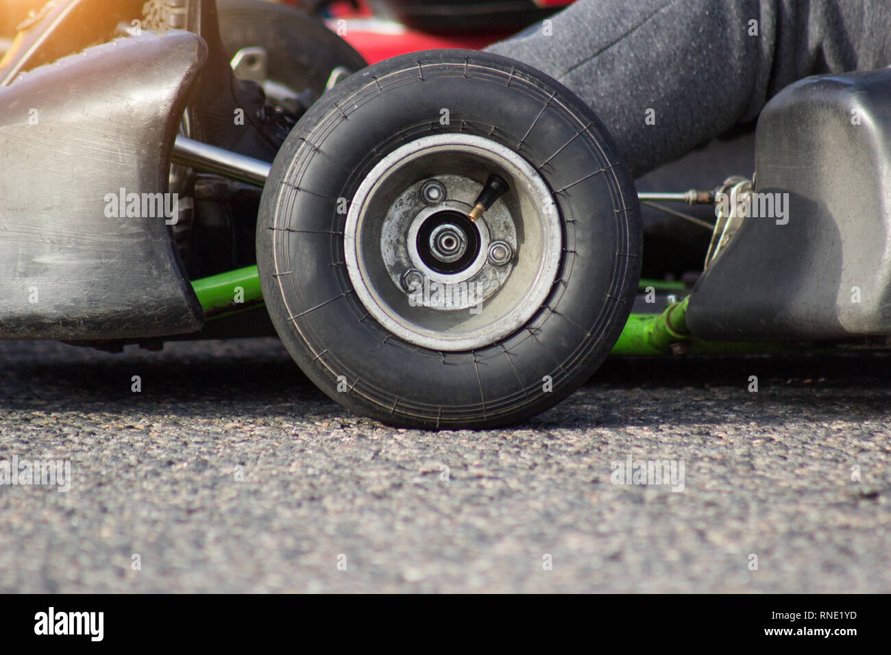 Auto karting competition, karting wheel close-up, motor racing, track ...
