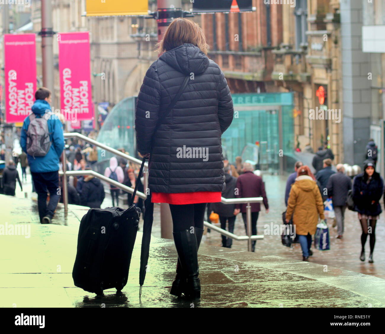 Glasgow, Scotland, UK 18th, February, 2019 UK Weather: Rainy day as ...