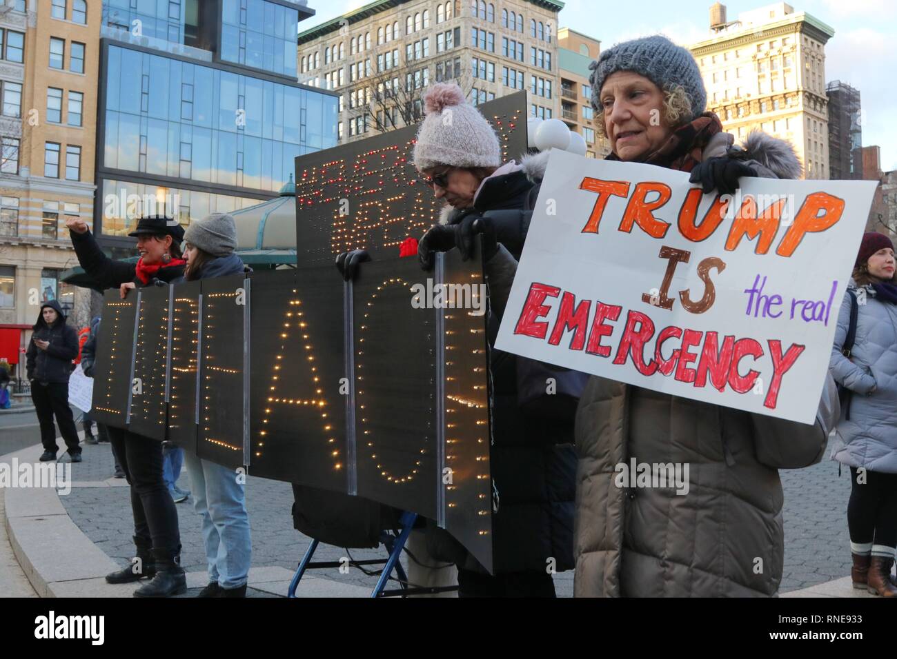 New York City, New York, USA. 18th Feb, 2019. Large crowd rallied at ...