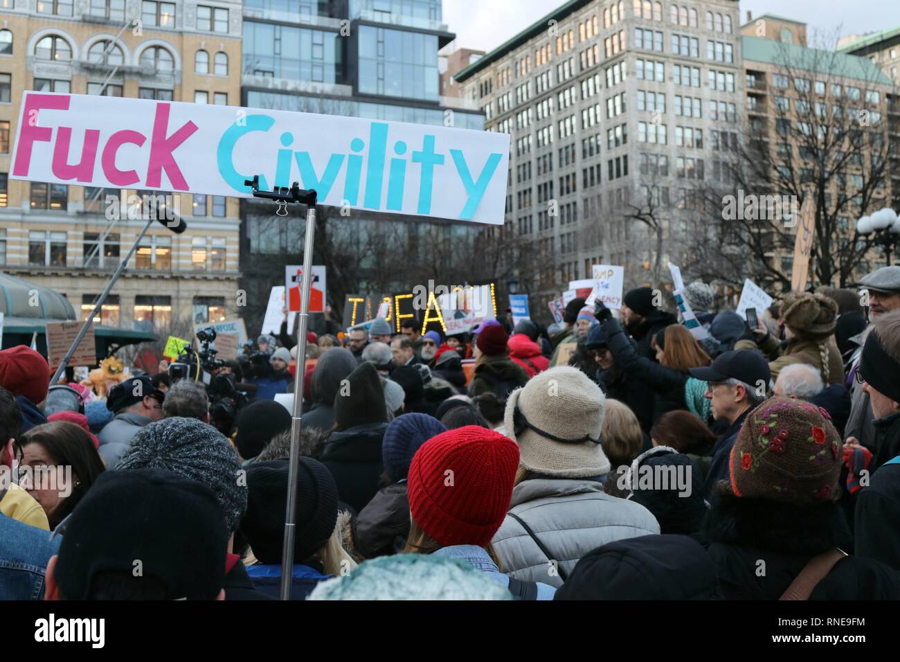 New York City, New York, USA. 18th Feb, 2019. Large crowd rallied at ...