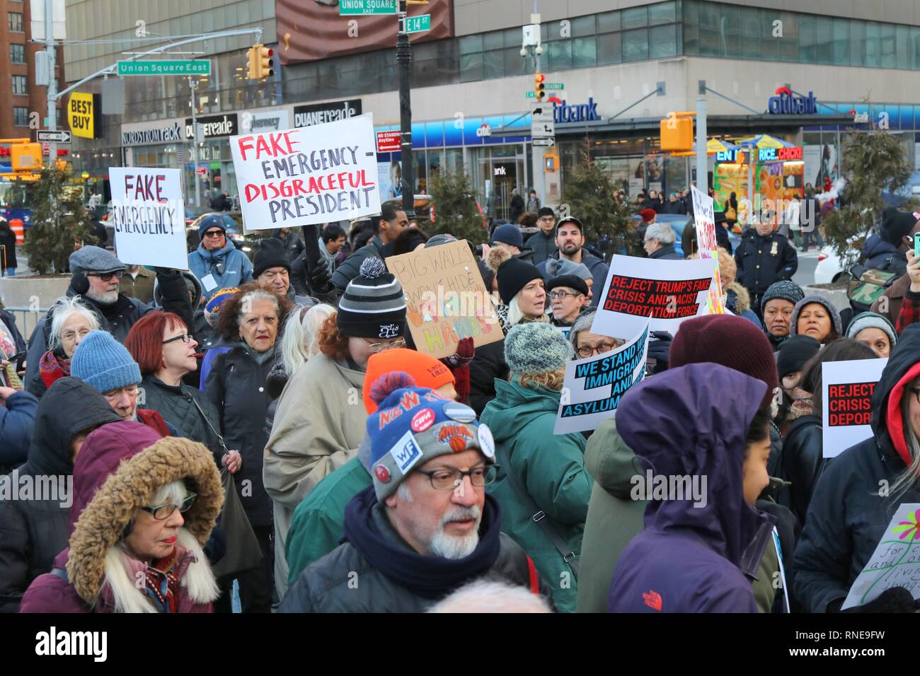 New York City, New York, USA. 18th Feb, 2019. Large crowd rallied at ...