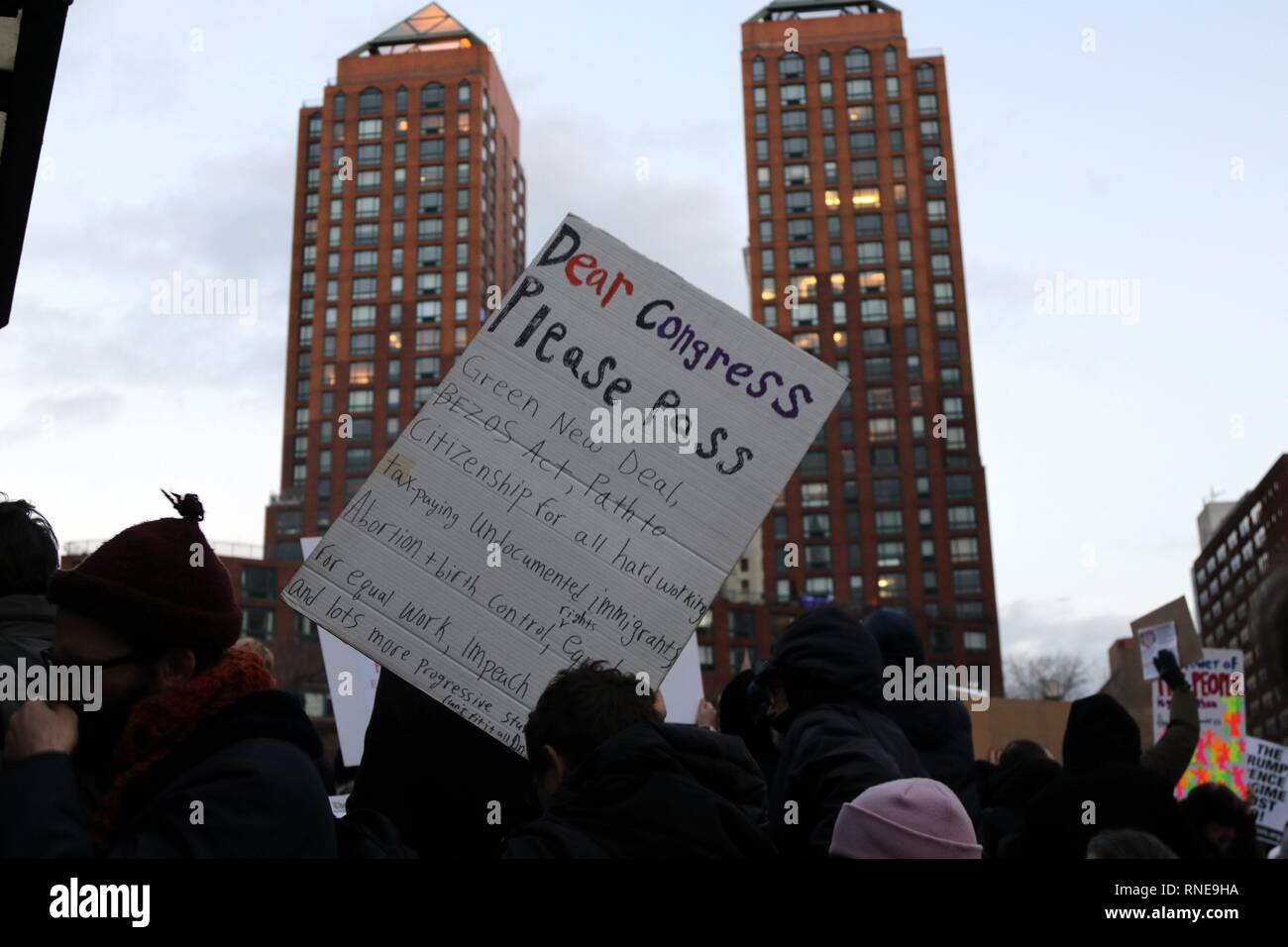 New York City, New York, USA. 18th Feb, 2019. Large crowd rallied at ...