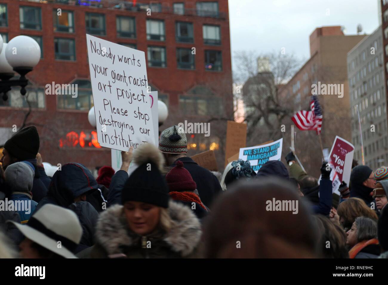 New York City, New York, USA. 18th Feb, 2019. Large crowd rallied at ...