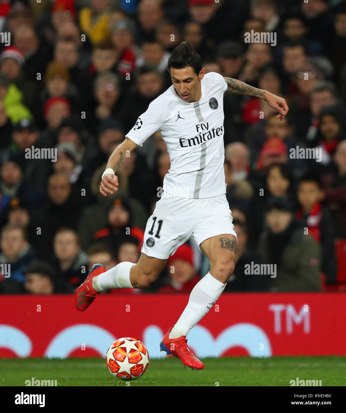 MANCHESTER, ENGLAND - FEBRUARY 12 2019: Angel Di Maria of PSG during ...