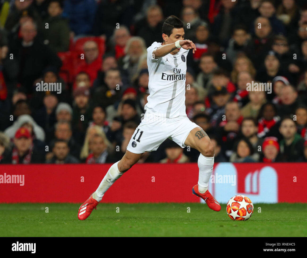 MANCHESTER, ENGLAND - FEBRUARY 12 2019: Angel Di Maria of PSG during ...