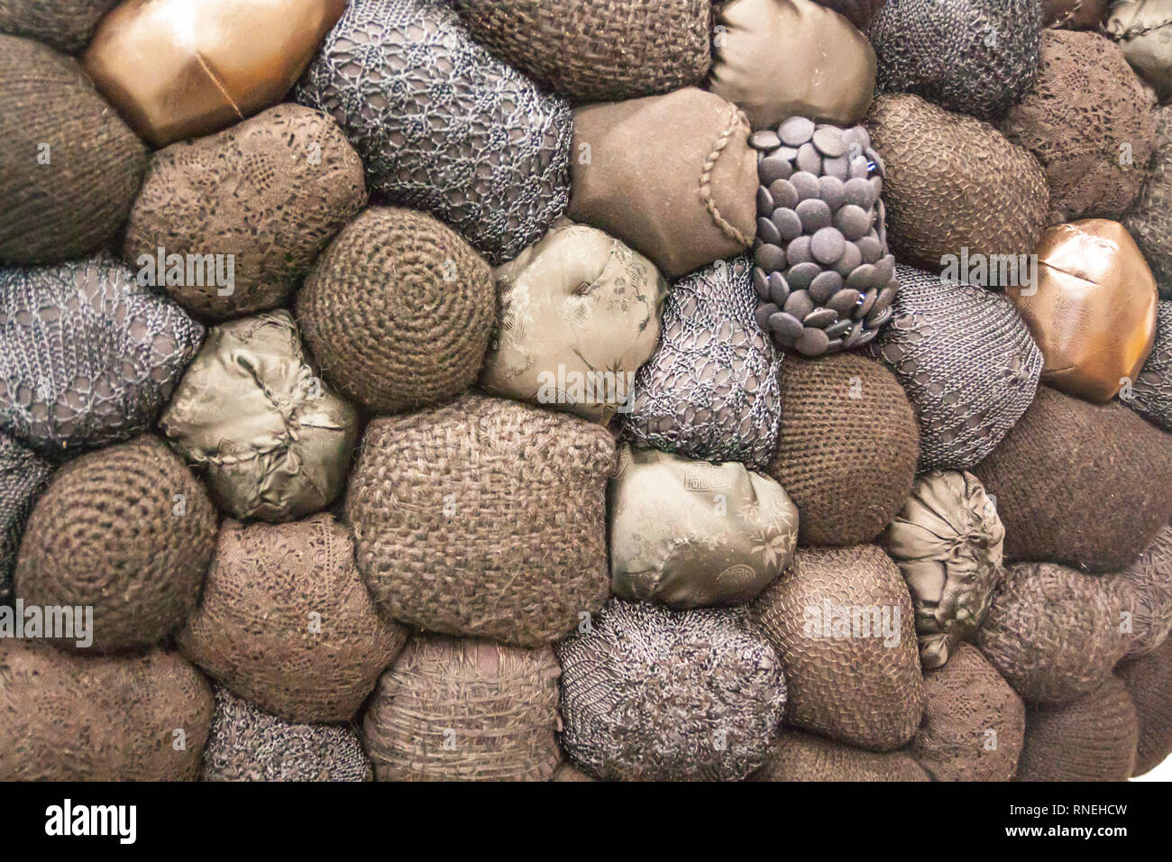 Beautiful brown wool and textile balls background Stock Photo - Alamy