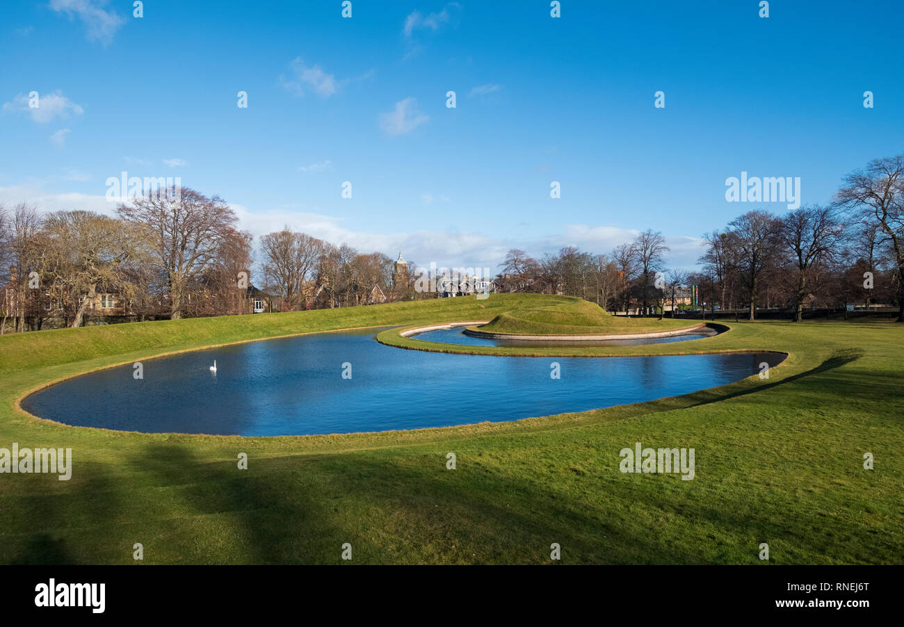 Exterior view of The Landform landscaped park with pond at Scottish ...