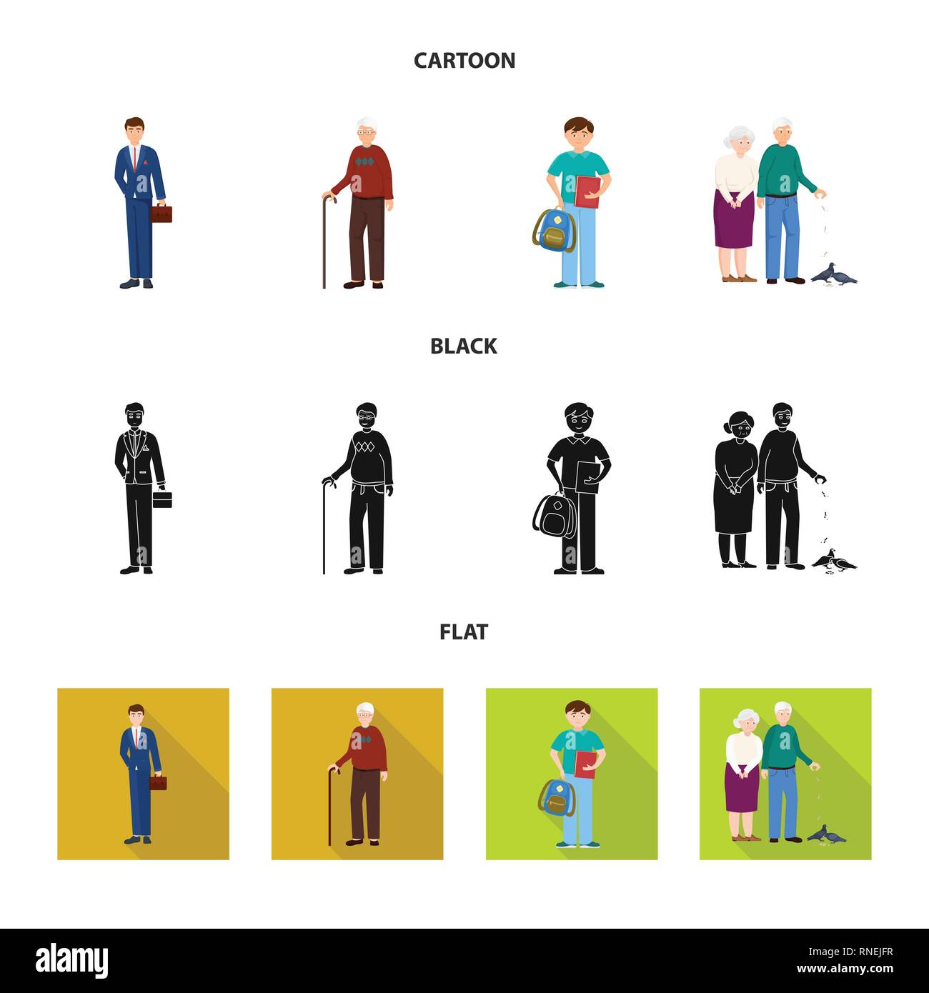 Vector illustration of character and avatar sign. Set of character and ...