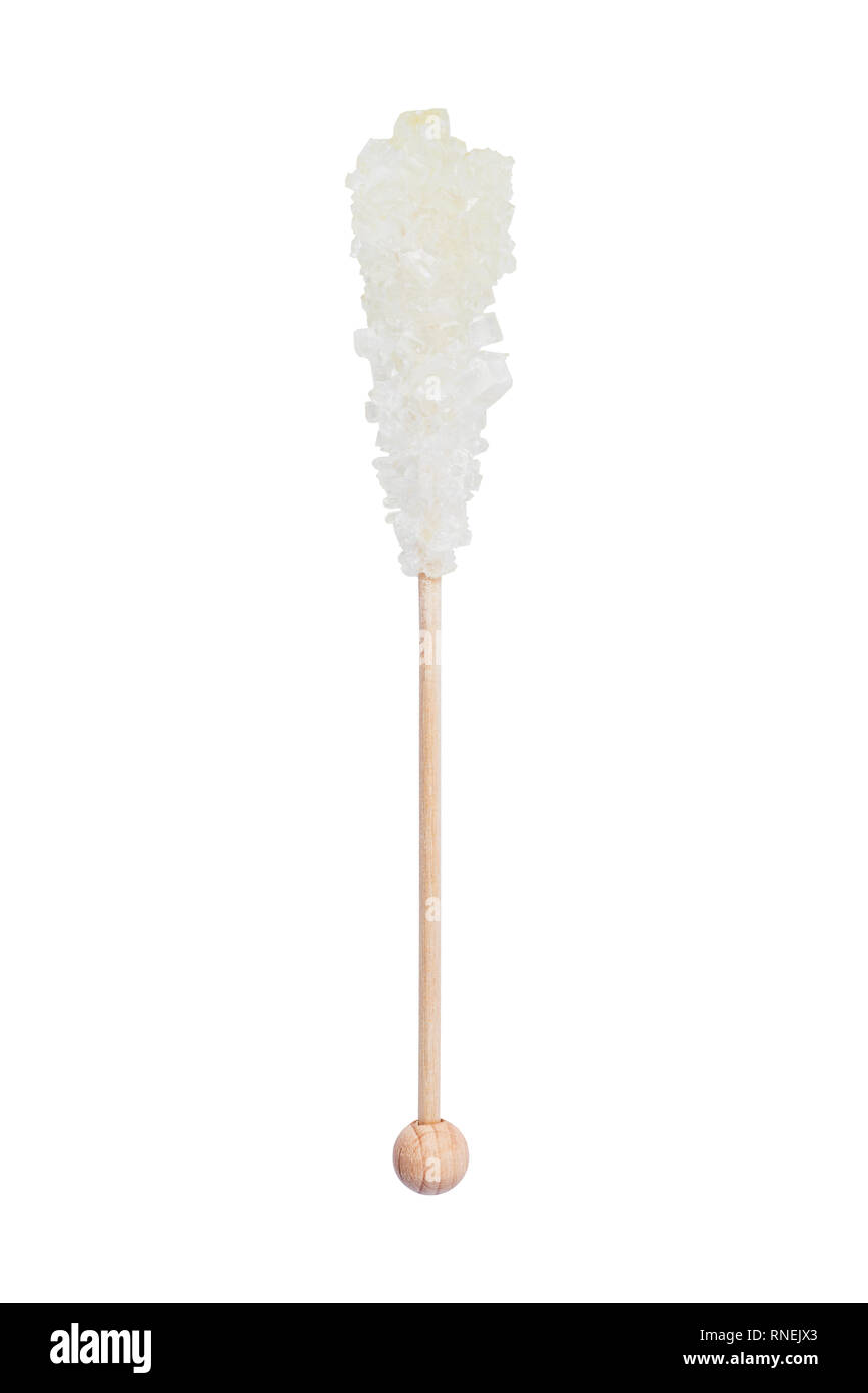 Rock candy or white sugar candy isolated on white background ...