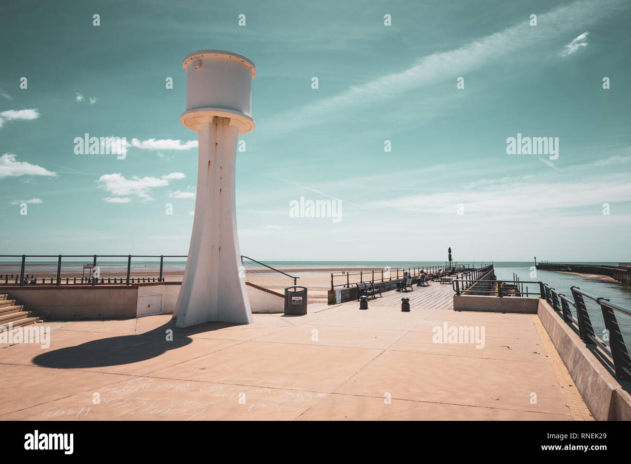 A lighthouse at the entrance to Littlehampton Harbour in West Sussex ...