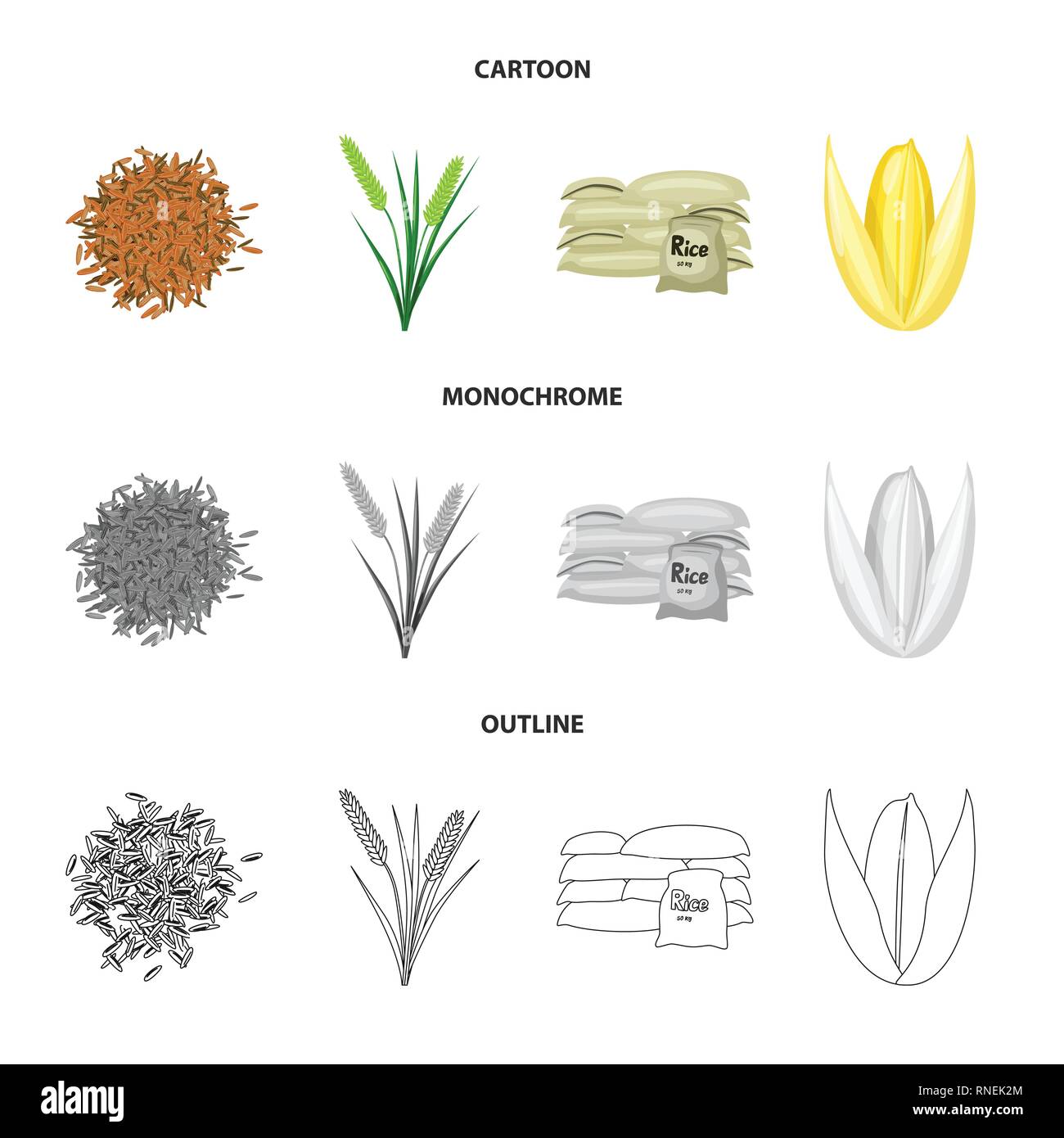 Vector illustration of crop and ecological symbol. Set of crop and ...