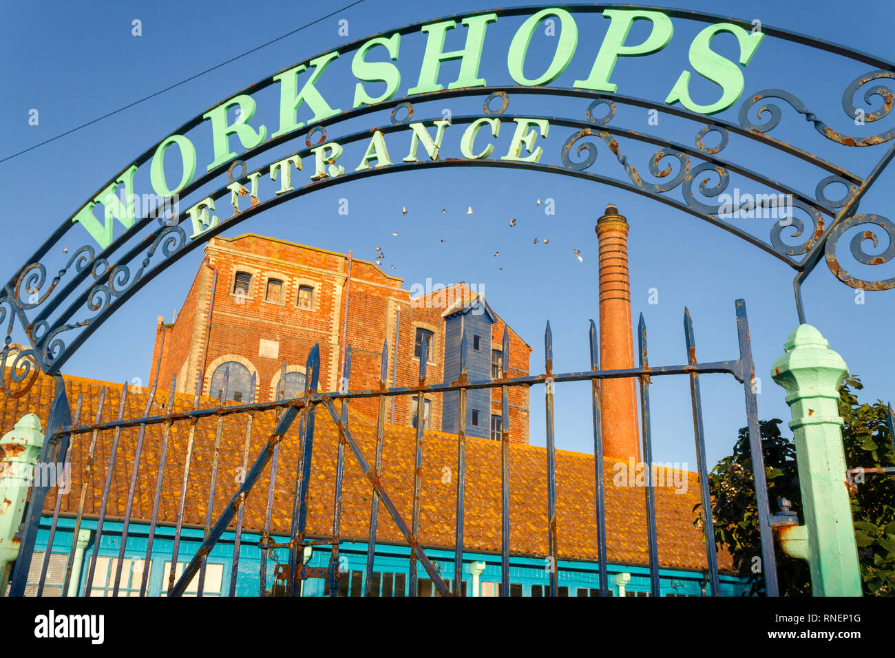 Workshops Entrance above the Old Brewery, Weymouth, Dorset Stock Photo ...