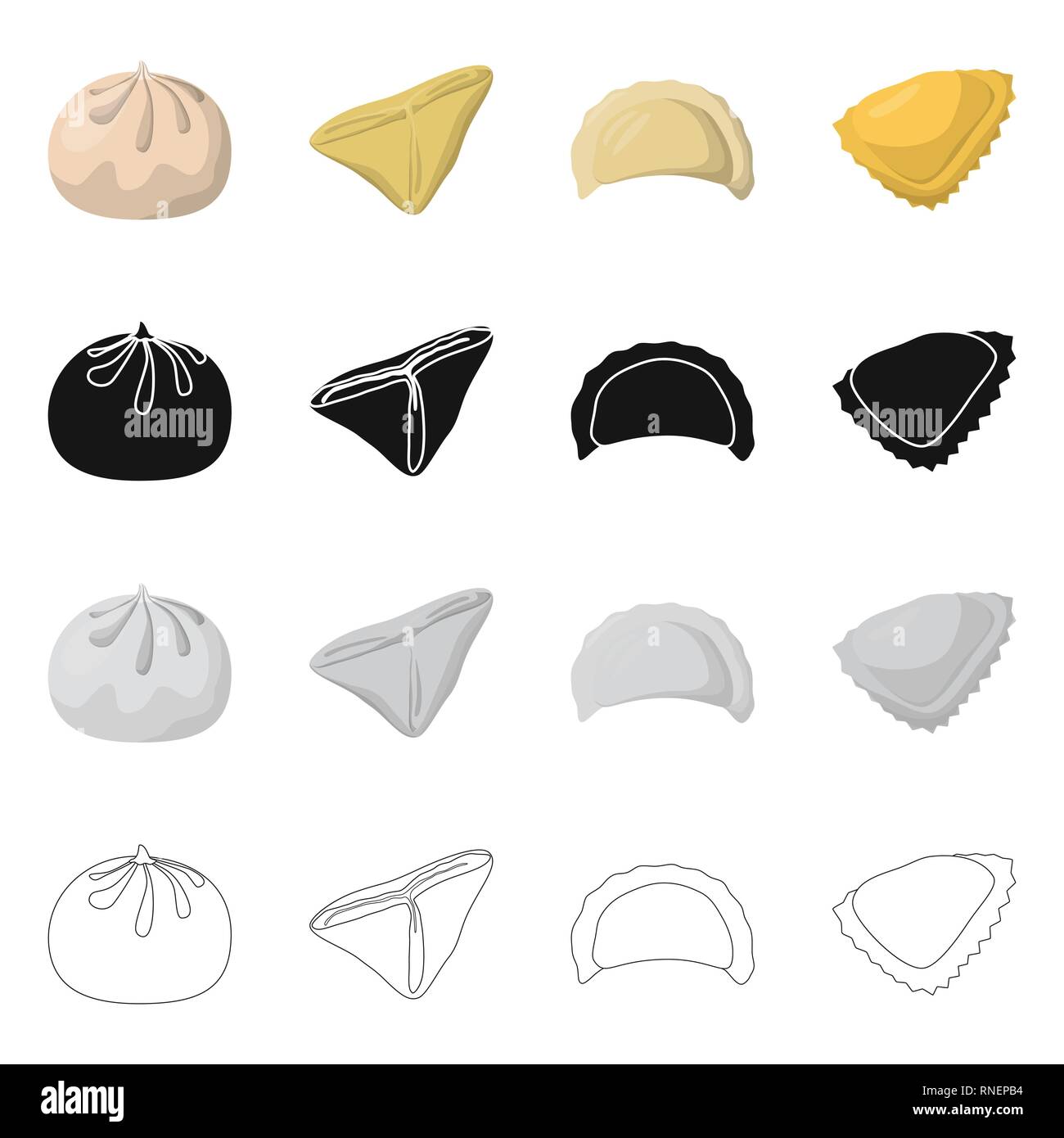 Vector illustration of products and cooking sign. Collection of ...