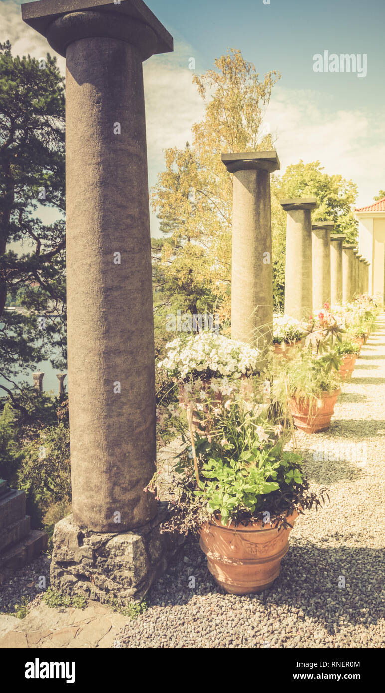 Park with columns in the open air day Sweden - image Stock Photo - Alamy