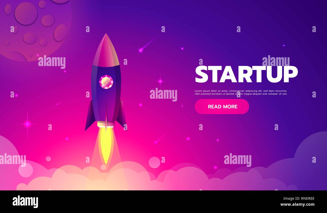 Startup Concept. Rocket launch icon - can be used to illustrate cosmic ...