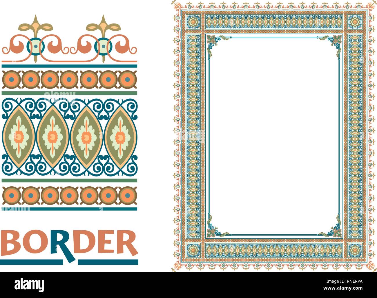 Old World Borders Vector - Tiled frame in plant leaves and flowers ...