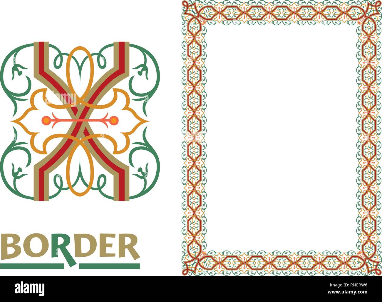 Old World Borders Vector - Tiled frame in plant leaves and flowers ...