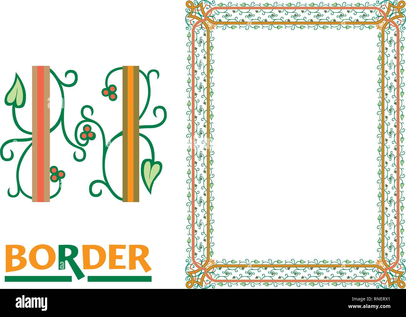 Old World Borders Vector - Tiled frame in plant leaves and flowers ...