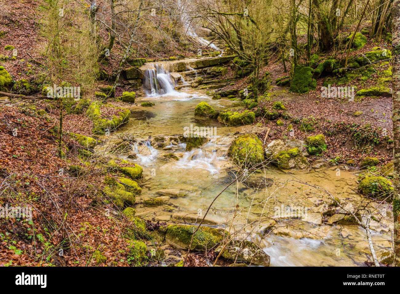 Amazing stream of water (little waterfall Stock Photo - Alamy