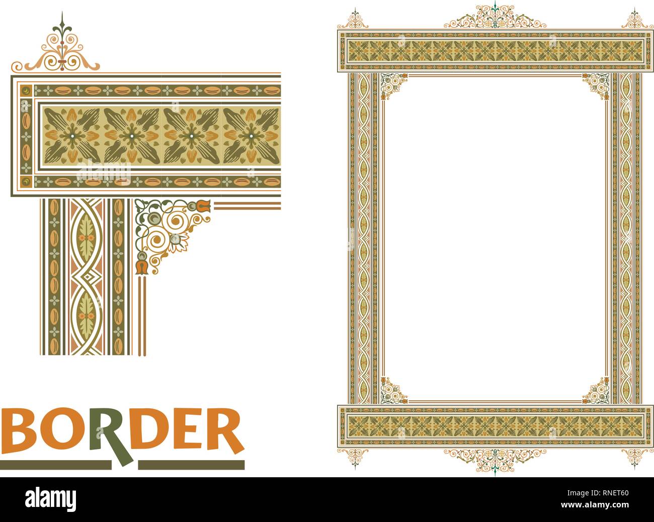 Old World Borders Vector - Tiled frame in plant leaves and flowers ...