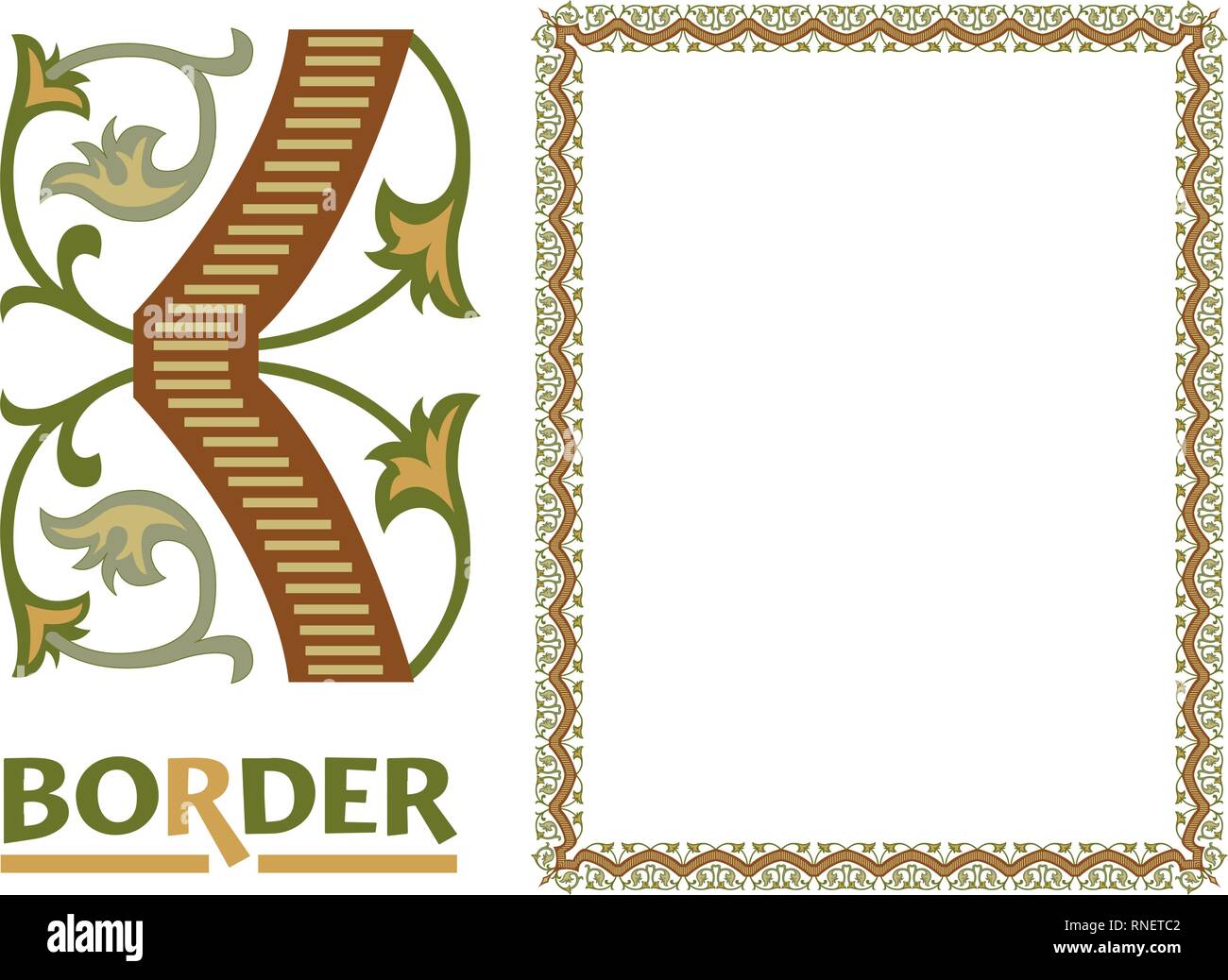 Old World Borders Vector - Tiled frame in plant leaves and flowers ...