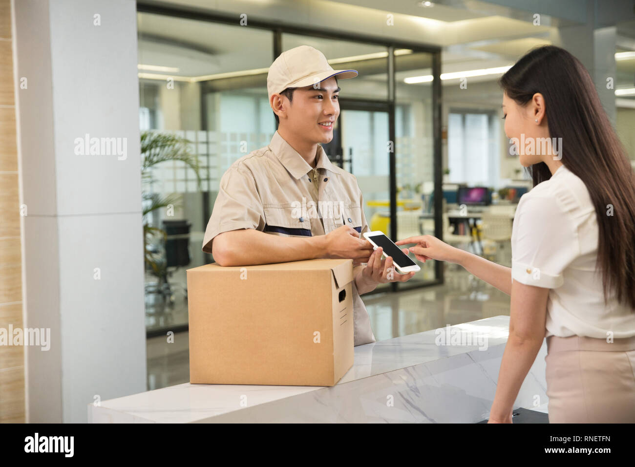 The front desk to send and receive mail Stock Photo - Alamy