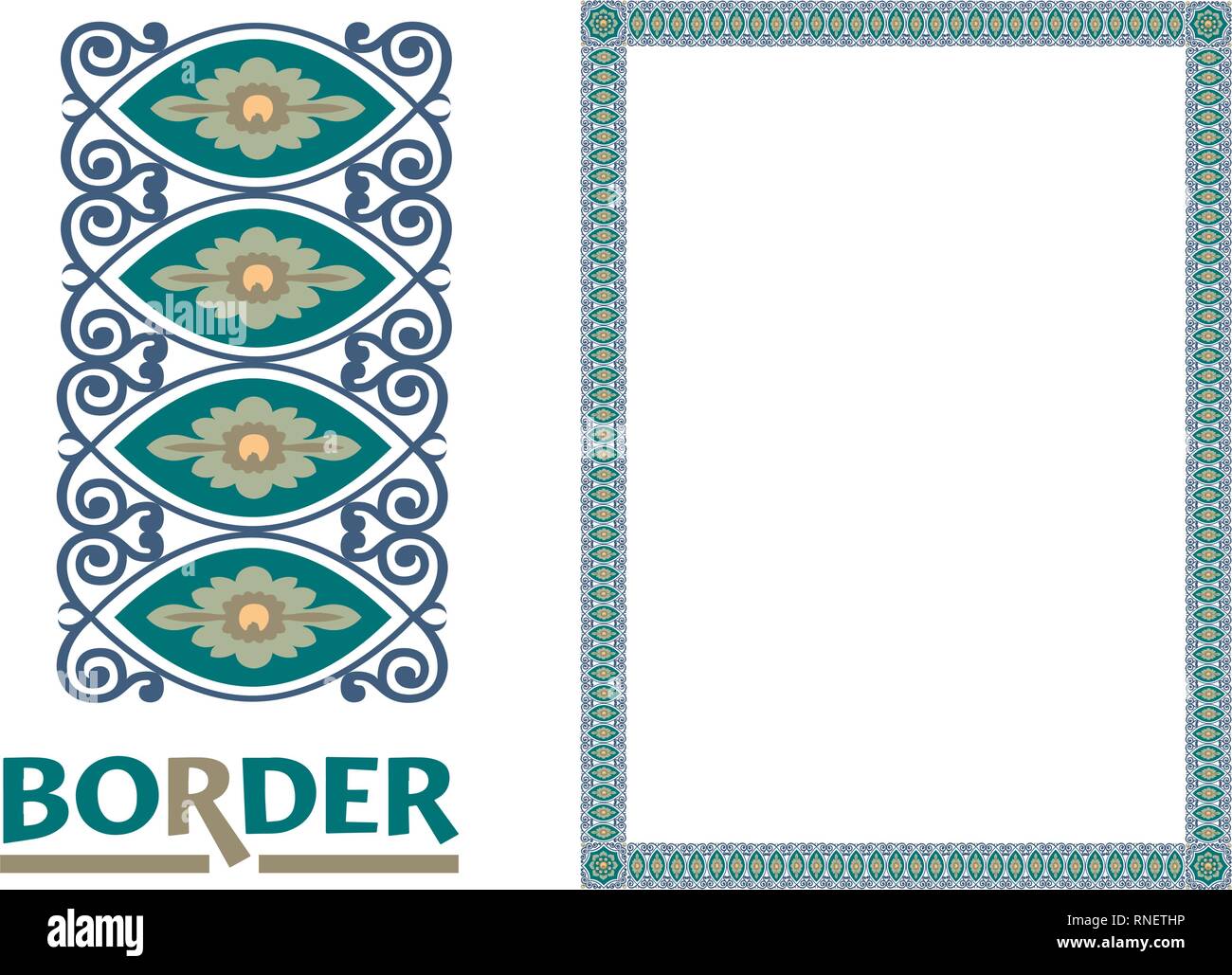 Old World Borders Vector - Tiled frame in plant leaves and flowers ...