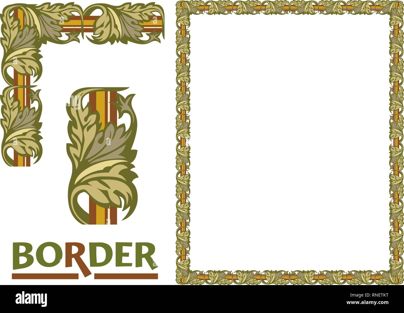 Old World Borders Vector - Tiled frame in plant leaves and flowers ...