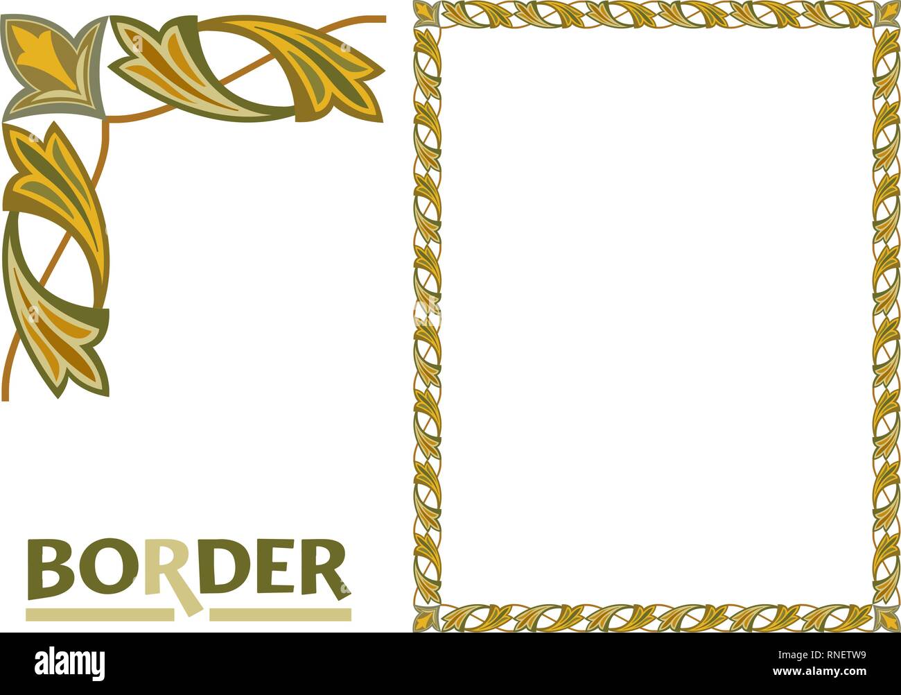 Old World Borders Vector - Tiled frame in plant leaves and flowers ...